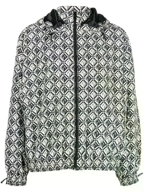 MARINE SERRE Graphic Print Zip-up Hooded Jacket - Black