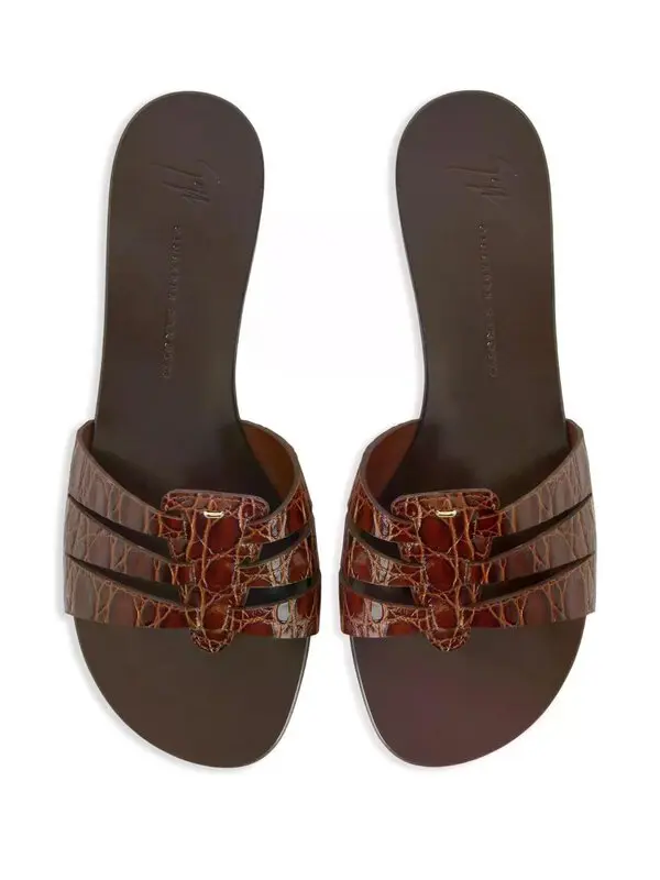 GIUSEPPE ZANOTTI Adheline Embossed Crocodile Effect Slides