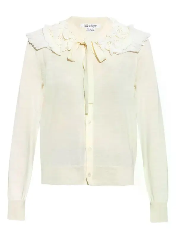 Comme Des Garçons Wool Cardigan With Detachable Collar - Neutrals