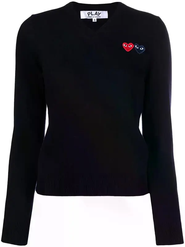 Play Comme Des Garcon Double Heart Motif Jumper