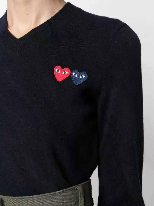 Play Comme Des Garcon Double Heart Motif Jumper