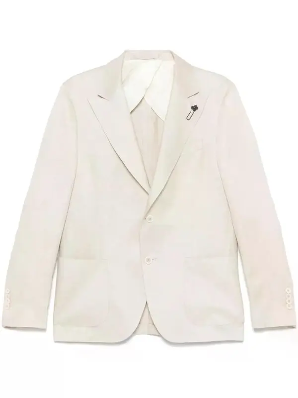 LARDINI Brooch-detail Blazer - Neutrals