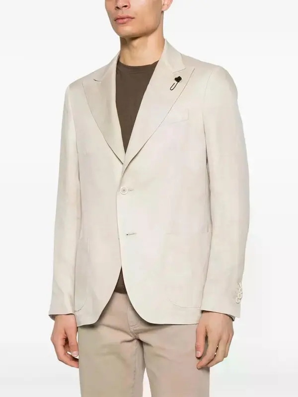 LARDINI Brooch-detail Blazer - Neutrals