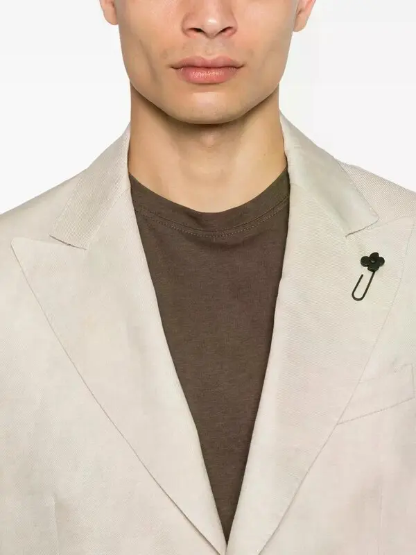 LARDINI Brooch-detail Blazer - Neutrals