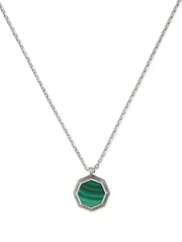 Emanuele Bicocchi Malachite Pendant Necklace - Silver