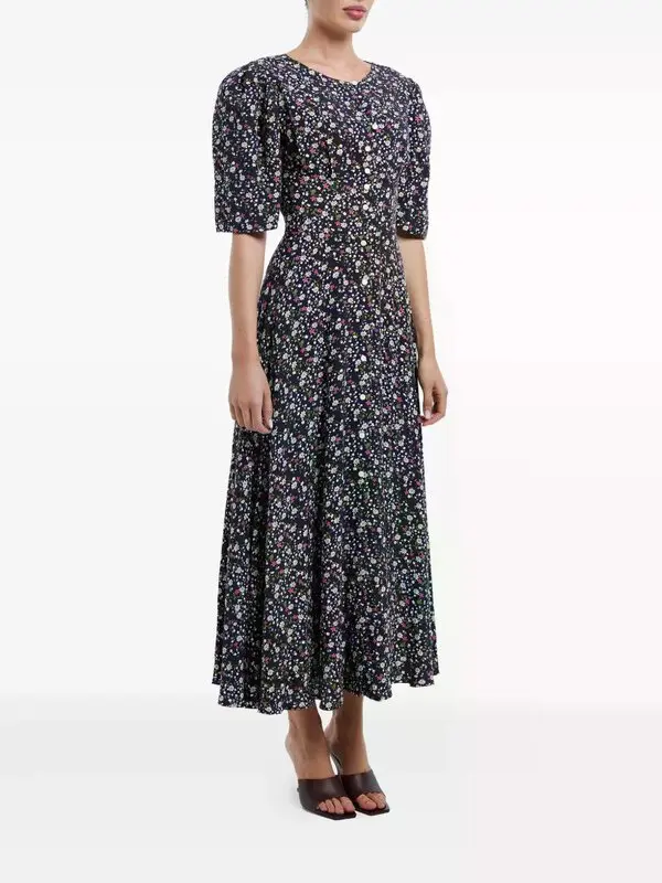 POST MERIDIEM Floral-print Buttoned Midi Dress