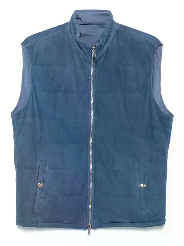 BARBA NAPOLI Leather Gilet - Blue