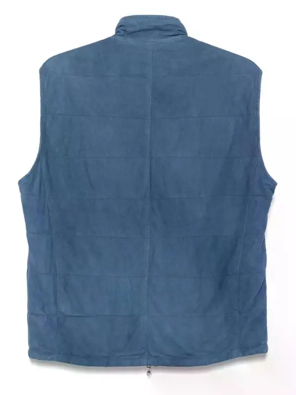 BARBA NAPOLI Leather Gilet - Blue