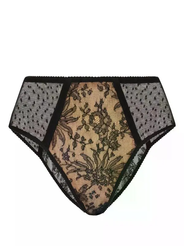 Dolce & Gabbana High-waisted Plumetis Lace Panties - Black