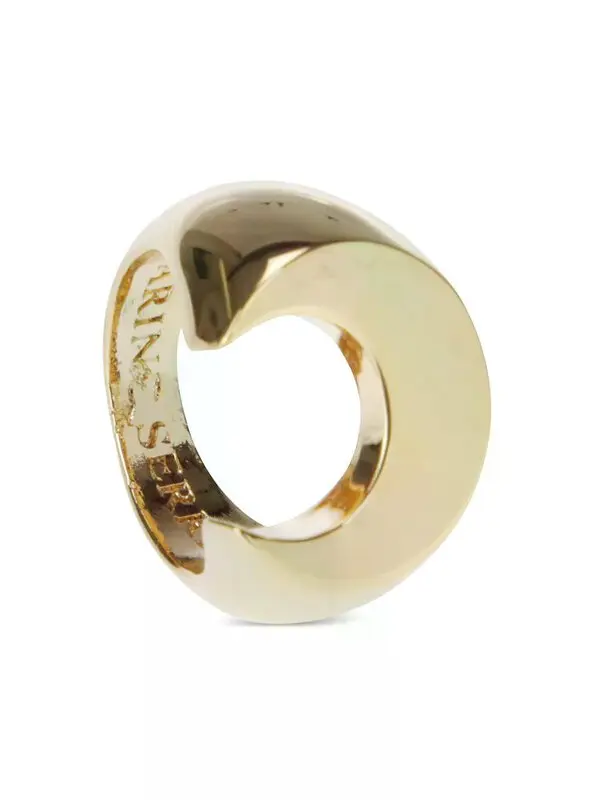 MARINE SERRE Tone Brass Engraved Logo Ring - Gold