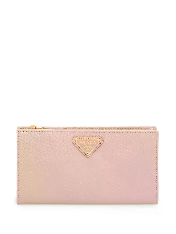 Prada Logo Plaque Wallet - Pink