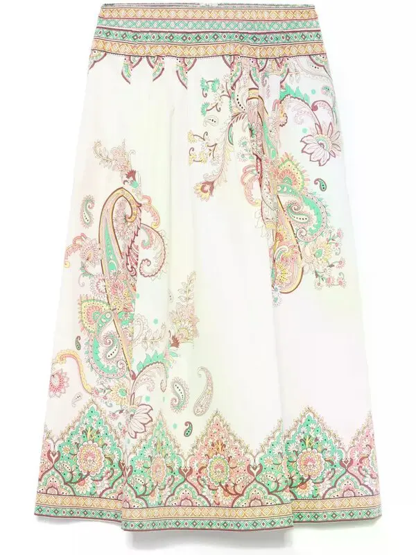 Etro Printed Cotton Midi Skirt