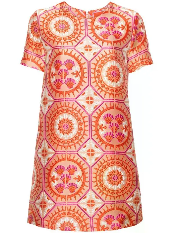 La DoubleJ Patterned Jacquard Swing Minidress - Neutrals