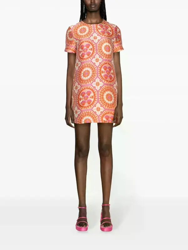 La DoubleJ Patterned Jacquard Swing Minidress - Neutrals