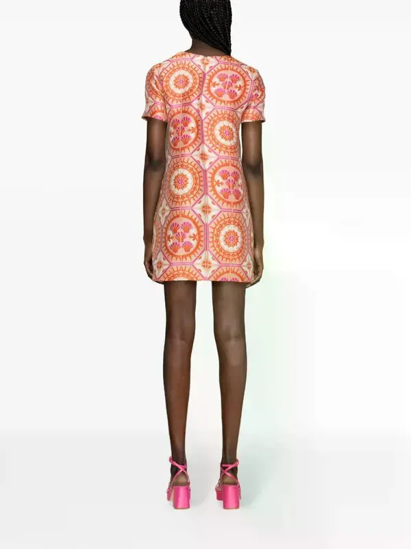 La DoubleJ Patterned Jacquard Swing Minidress - Neutrals