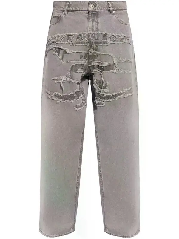 Y/project Wide Leg Jeans With Distressed Detailing
