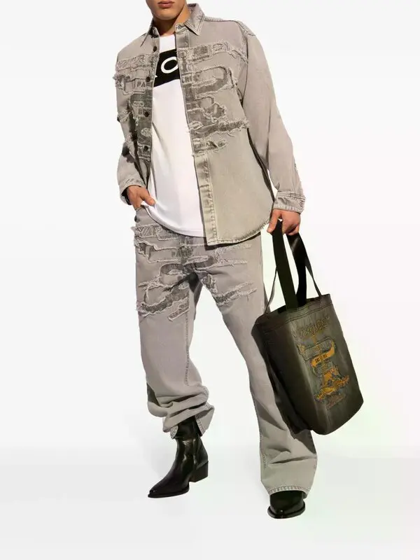 Y/project Wide Leg Jeans With Distressed Detailing
