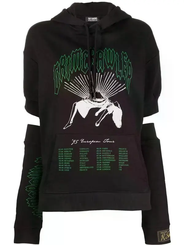 Raf Simons Grimrawler-print Hoodie - Black