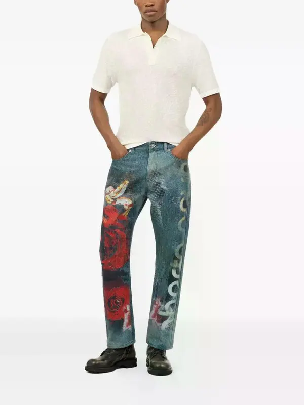 Roberto Cavalli Patterned-jacquard Polo Shirt - White