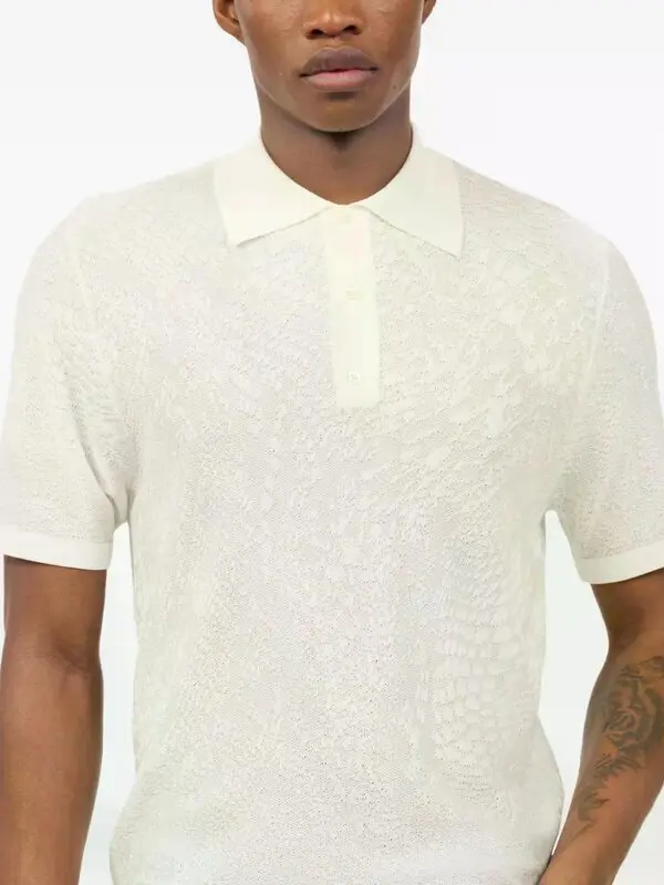Roberto Cavalli Patterned-jacquard Polo Shirt - White
