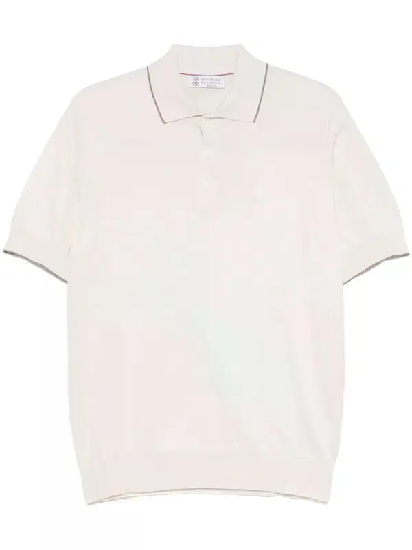 Brunello Cucinelli Contrasting-trim Polo Shirt - Neutrals