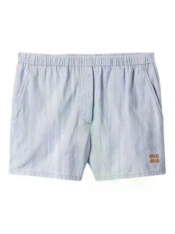 Miu Miu Striped Chambray Bermuda Shorts - Blue