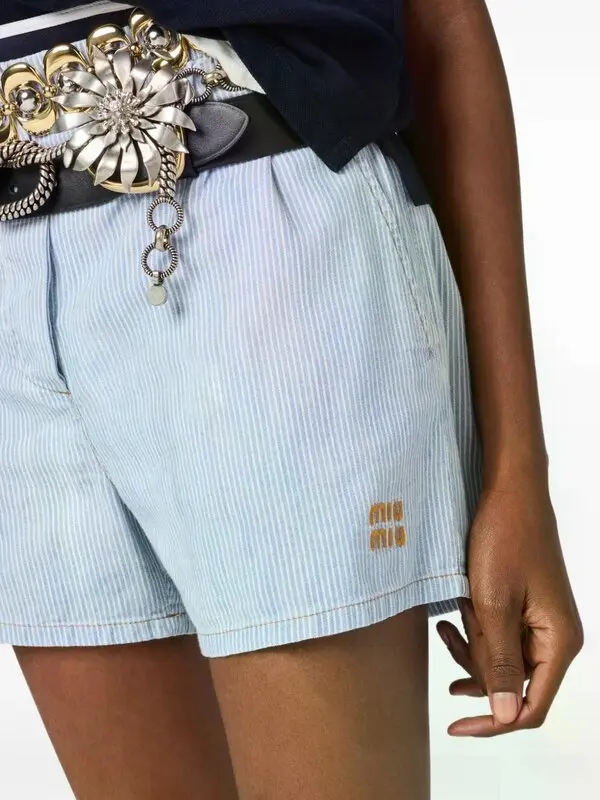Miu Miu Striped Chambray Bermuda Shorts