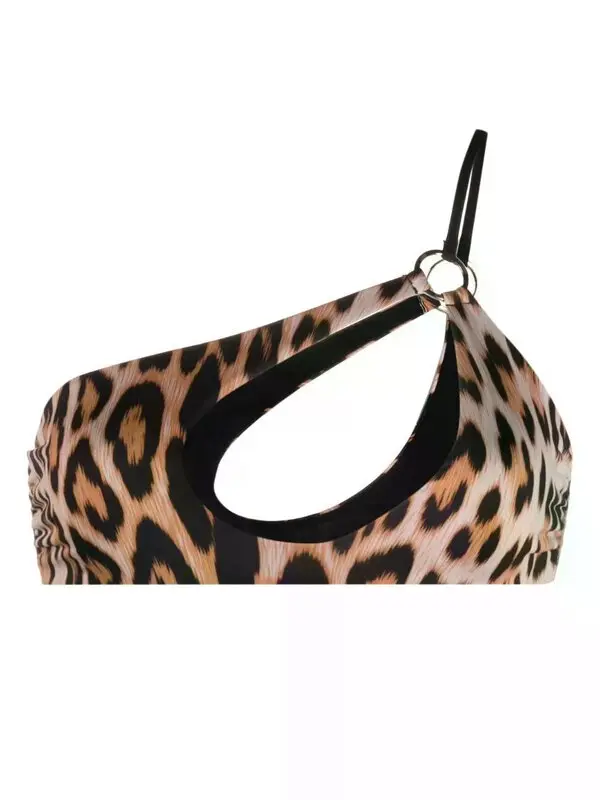 Roberto Cavalli Leopard-print One-shoulder Bikini Top - Neutrals