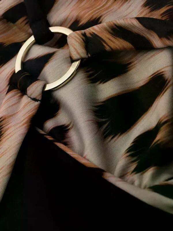 Roberto Cavalli Leopard-print One-shoulder Bikini Top