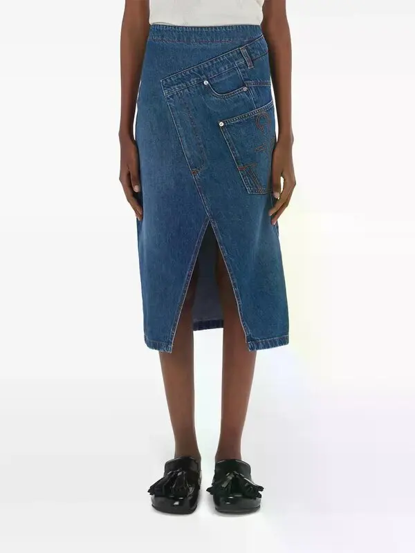 JW Anderson Wrap-design Denim Midi Skirt - Blue
