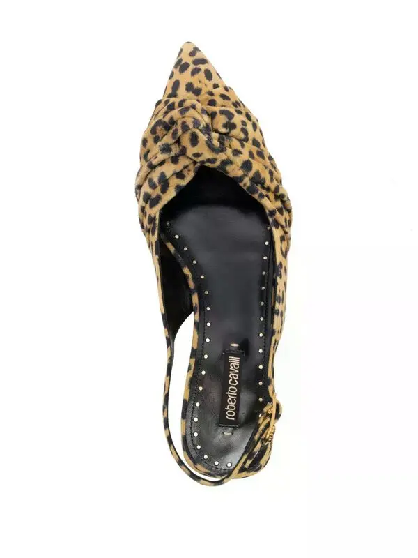 Roberto Cavalli Leopard-print Slingback Pumps