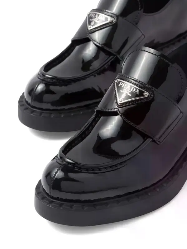 Prada Chocolate Patent Leather Loafers