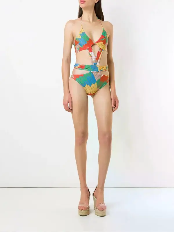 AMIR SLAMA Printed Cut Out Swimsuit
