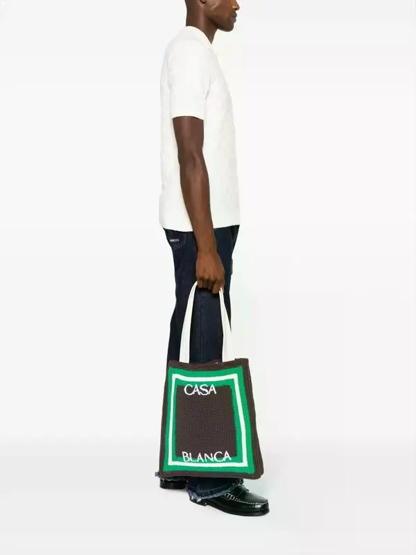 Casablanca Logo-embroidered Crochet Tote Bag