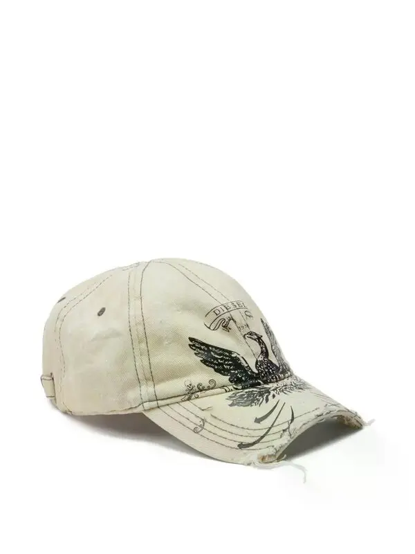 DIESEL® Distressed Baseball Cap With Eagle Print