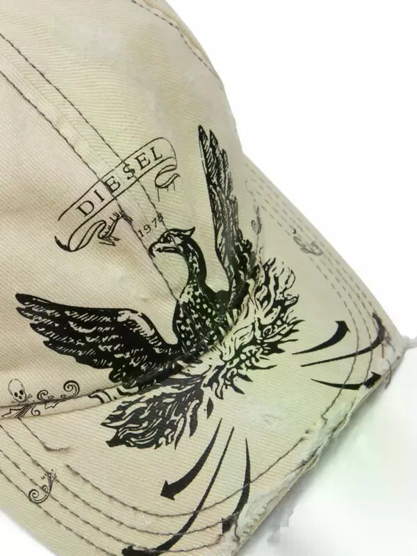 DIESEL® Distressed Baseball Cap With Eagle Print