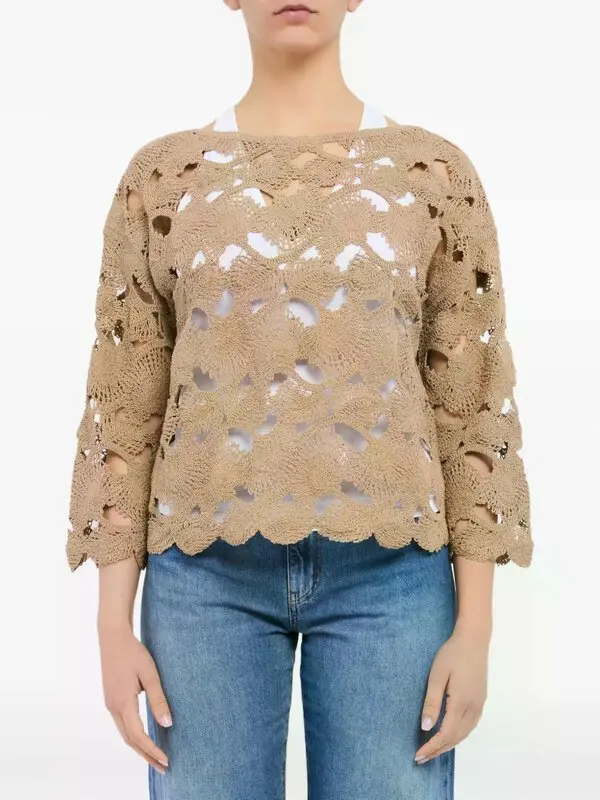 KANGRA Crochet-knit Top