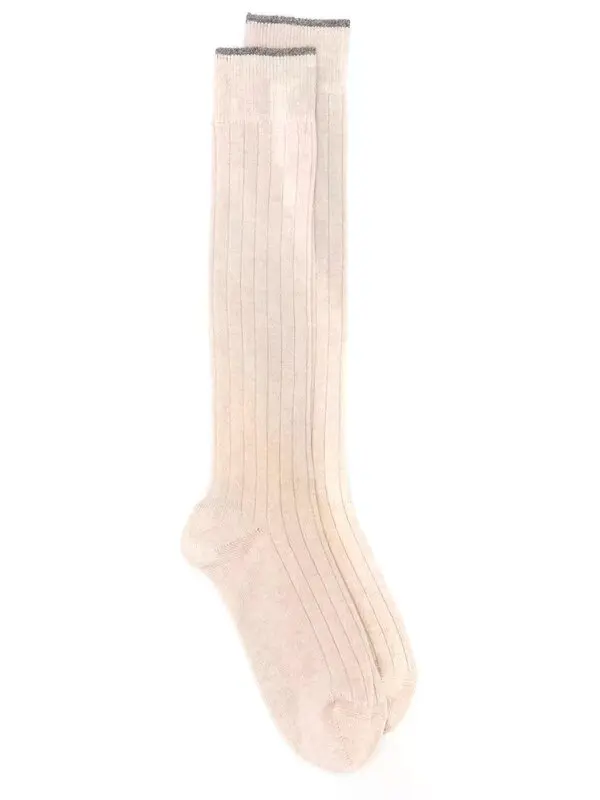 Brunello Cucinelli Cashmere Long Length Socks - Neutrals