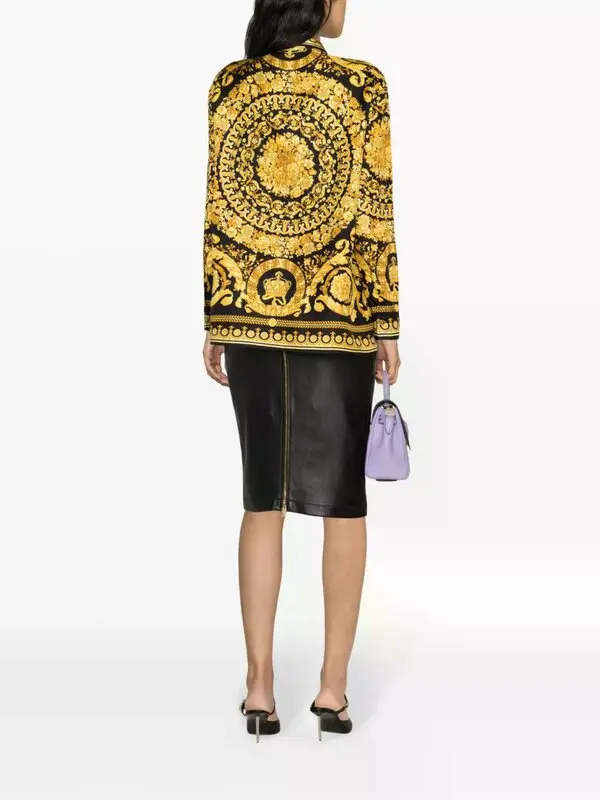 Versace Heritage Barocco-print Silk Shirt - Black