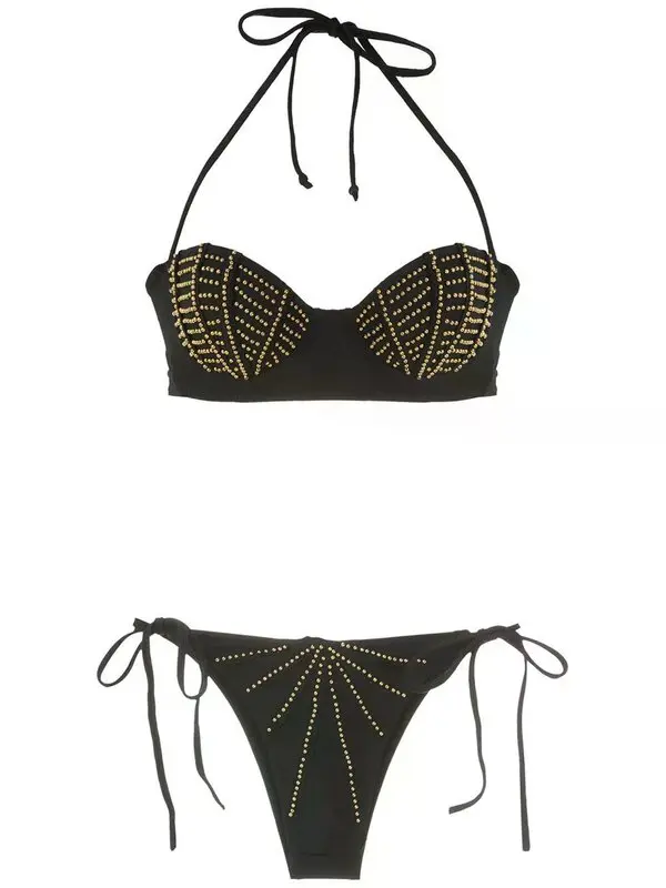 AMIR SLAMA Beaded Balconette Bikini Set - Black
