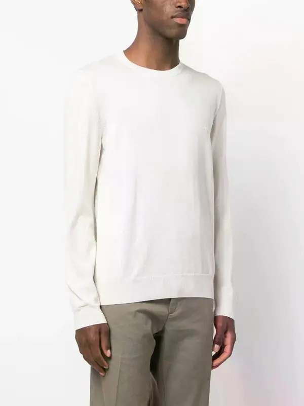 BOSS Logo-embroidered Cotton Jumper - Neutrals