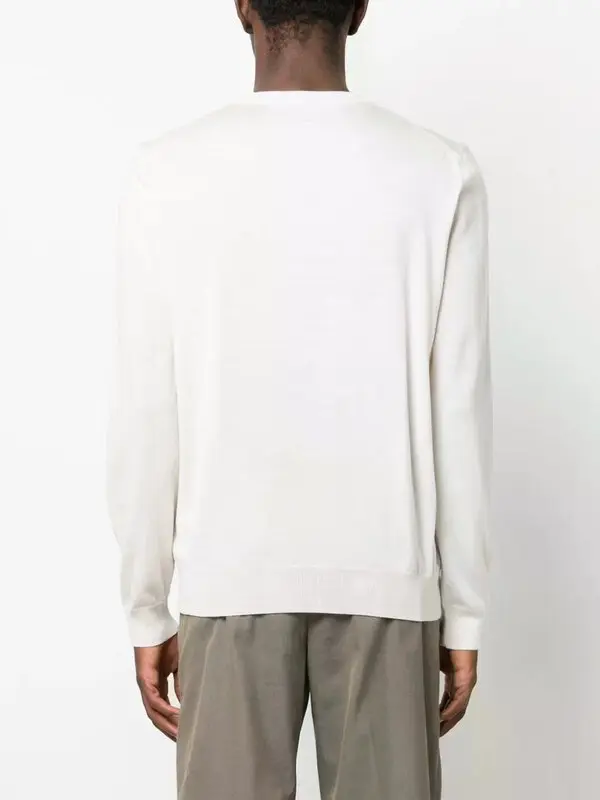 BOSS Logo-embroidered Cotton Jumper - Neutrals