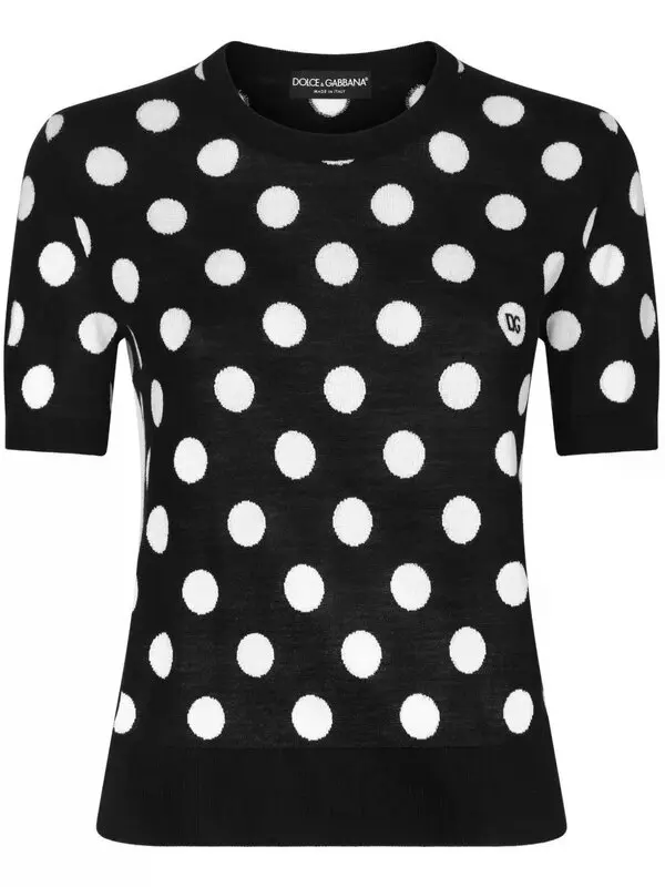 Dolce & Gabbana Polka Dot Intarsia-knit Top