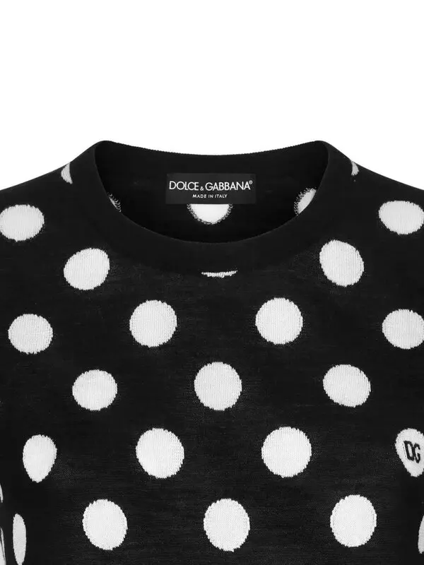 Dolce & Gabbana Polka Dot Intarsia-knit Top
