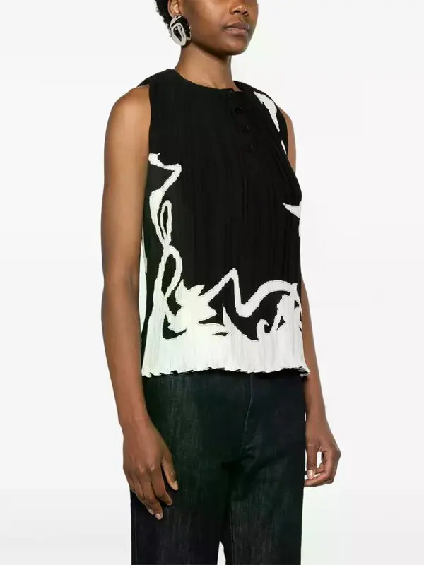 LANVIN Abstract-print Pleated Blouse