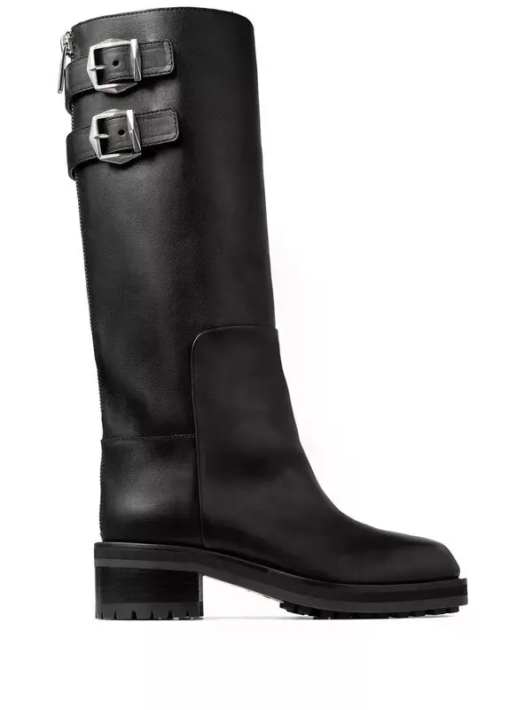 JIMMY CHOO Leather Knee-high Boots With Buckle Detail