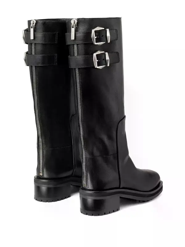 JIMMY CHOO Leather Knee-high Boots With Buckle Detail