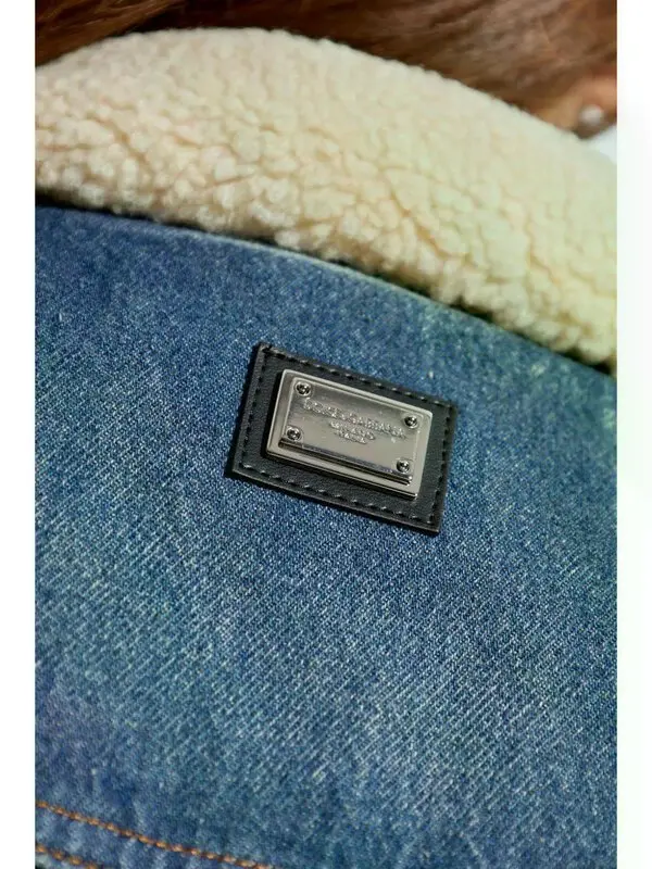 Dolce & Gabbana Denim Jacket With Faux-fur Collar And Logo Appliqu