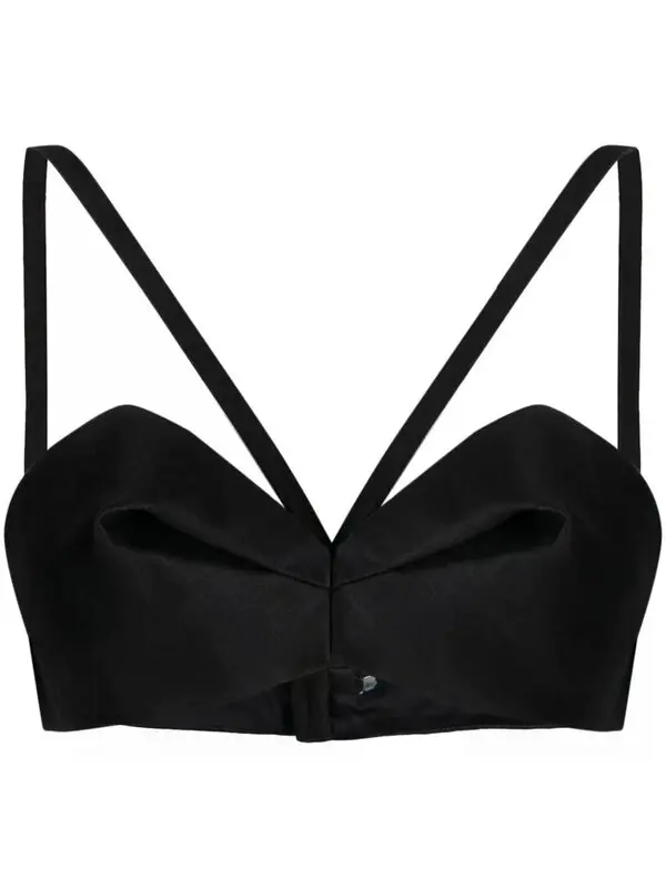 Versace Gathered Bustier Crop Top - Black