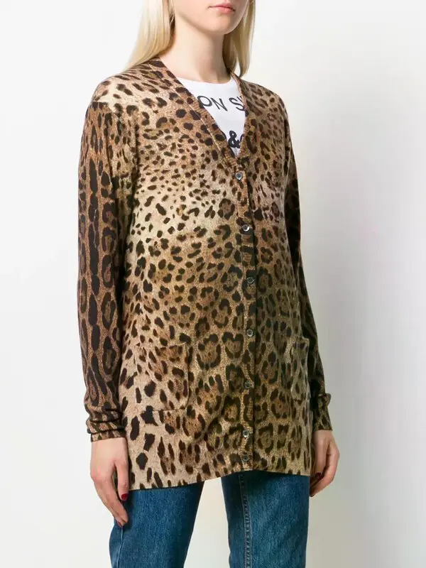 Dolce & Gabbana Leopard-print Cashmere Cardigan